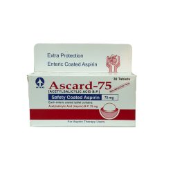 ASCARD 75 MG (Acetyl salicylic acid enteric coated tabs) – Raheeg Medical